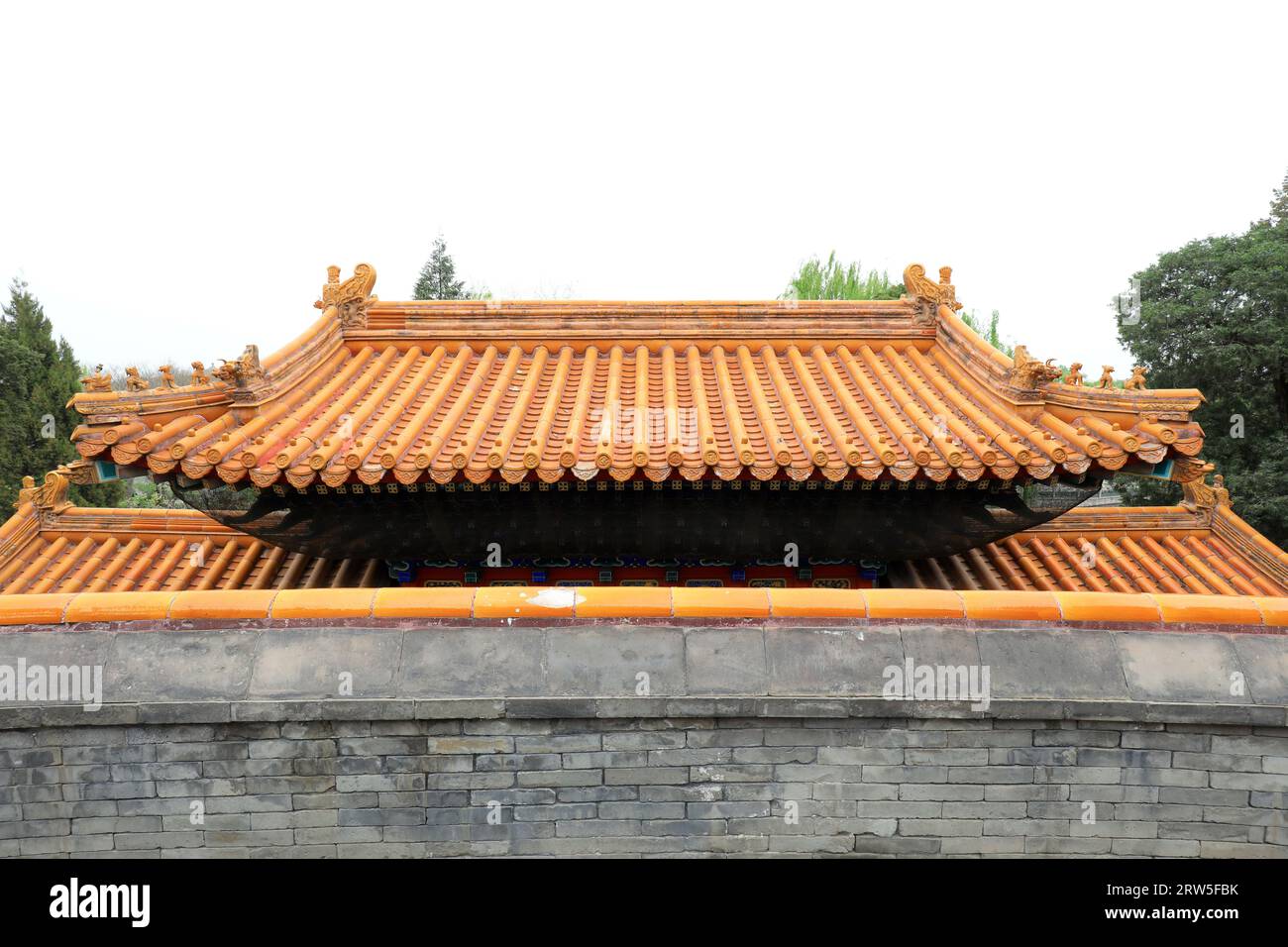 Chinese classical glazed tile roof ridge architectural landscape ...