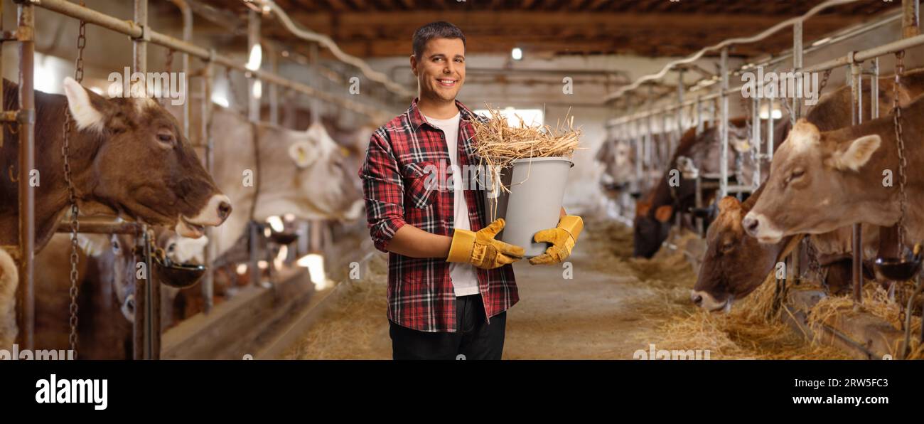 Farmer feed animal bucket hi-res stock photography and images - Alamy