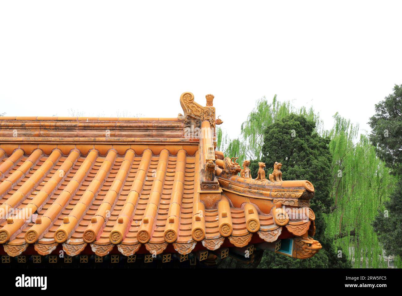 Chinese classical glazed tile roof ridge architectural landscape ...