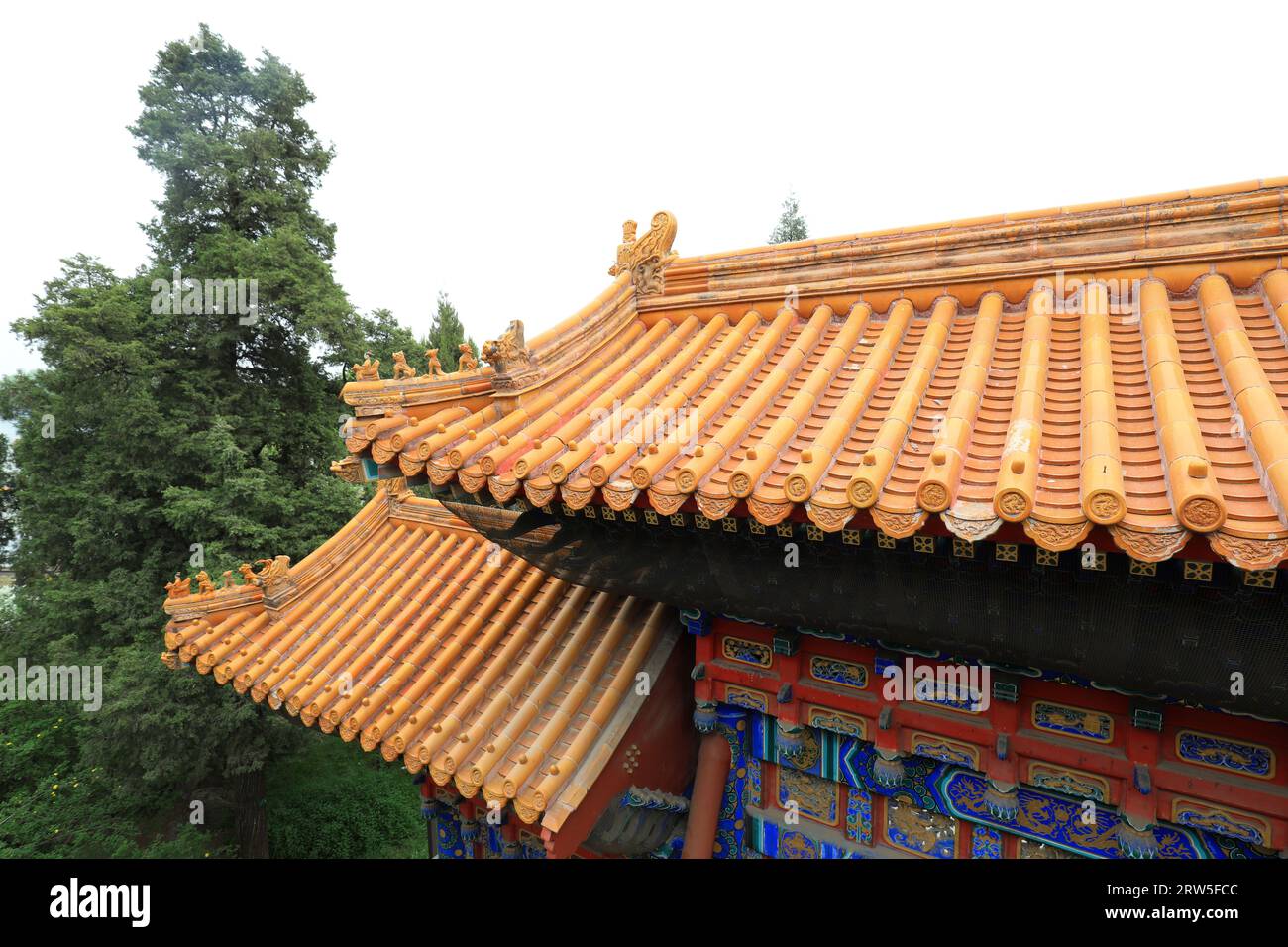 Chinese classical glazed tile roof ridge architectural landscape ...