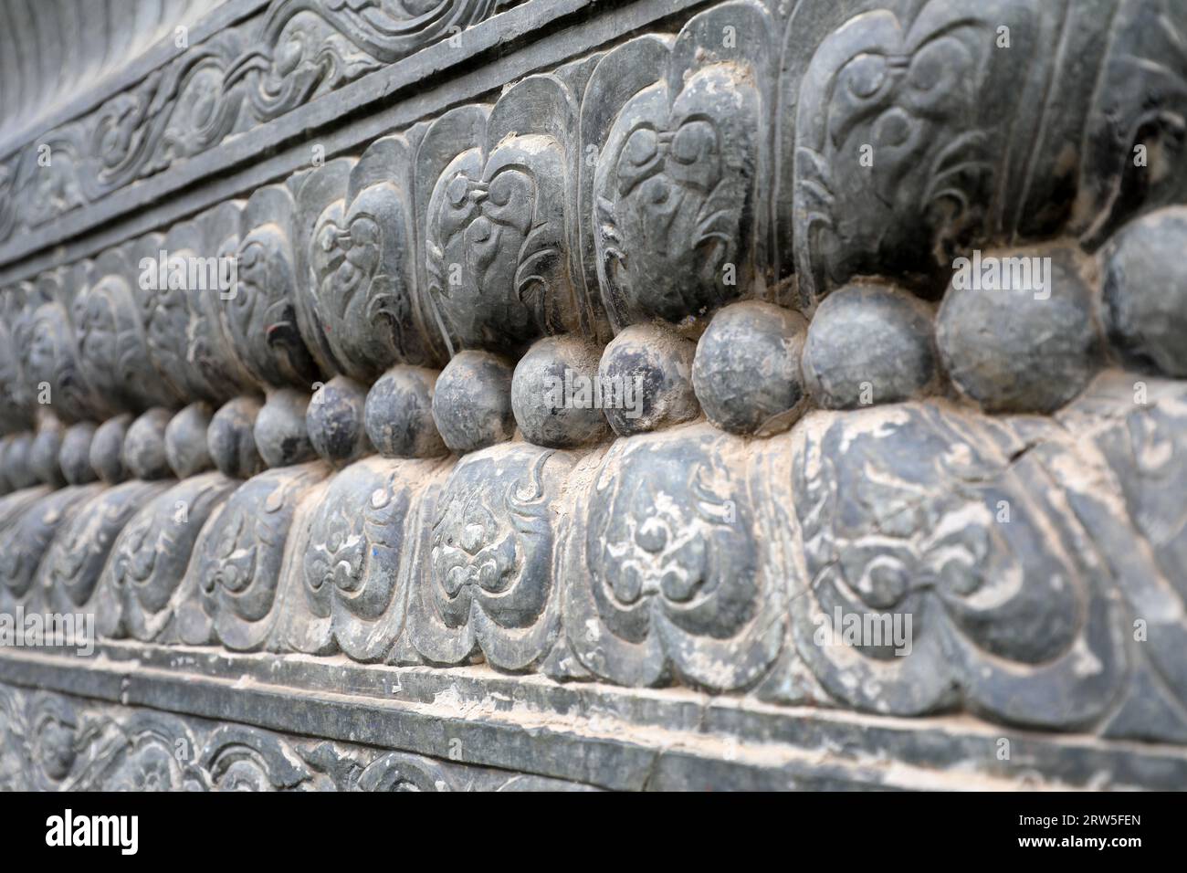 Rock carving, architectural landscape, Beihai Park, Beijing Stock Photo ...