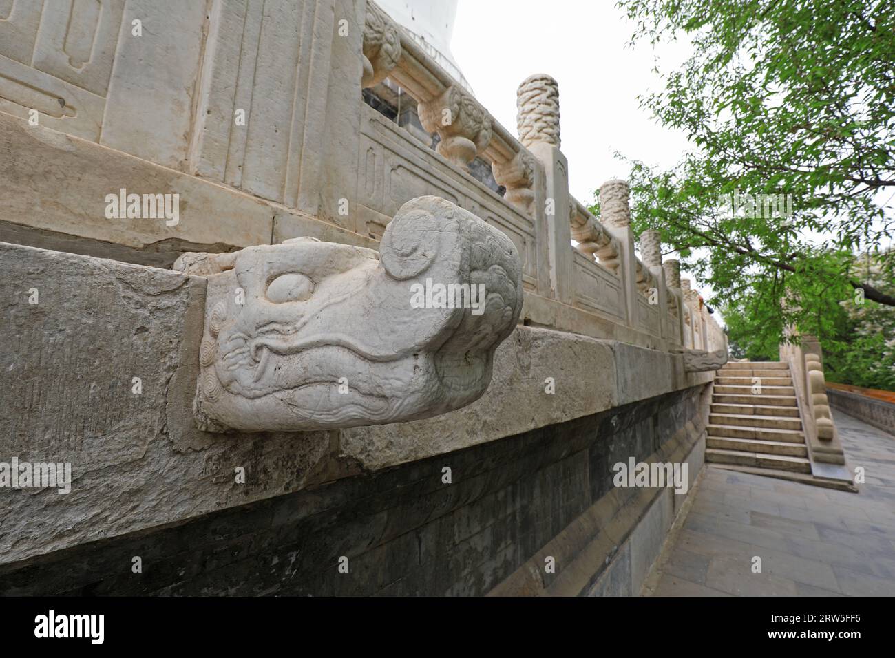 The dragon head sculpture is in a temple, Beijing Stock Photo - Alamy