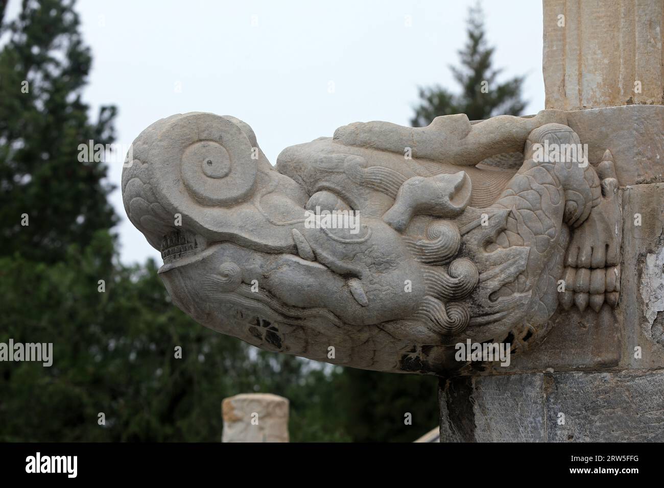 The dragon head sculpture is in a temple, Beijing Stock Photo - Alamy