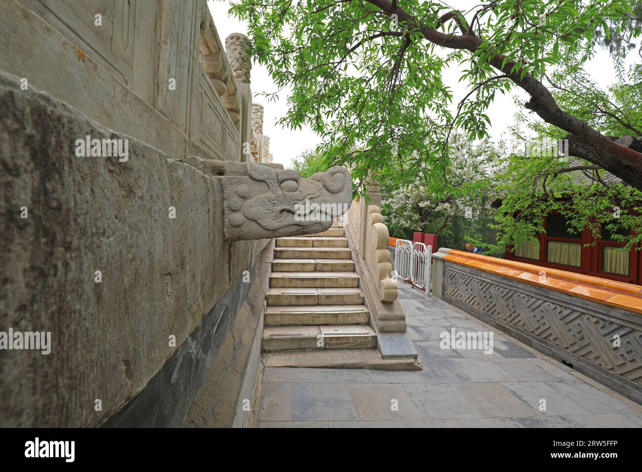 The dragon head sculpture is in a temple, Beijing Stock Photo - Alamy