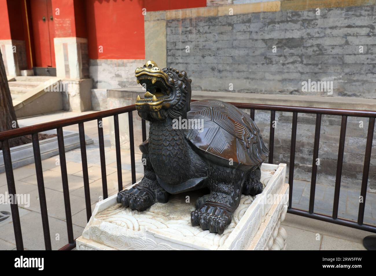 The beast sculpture is outside a temple, Beijing Stock Photo - Alamy