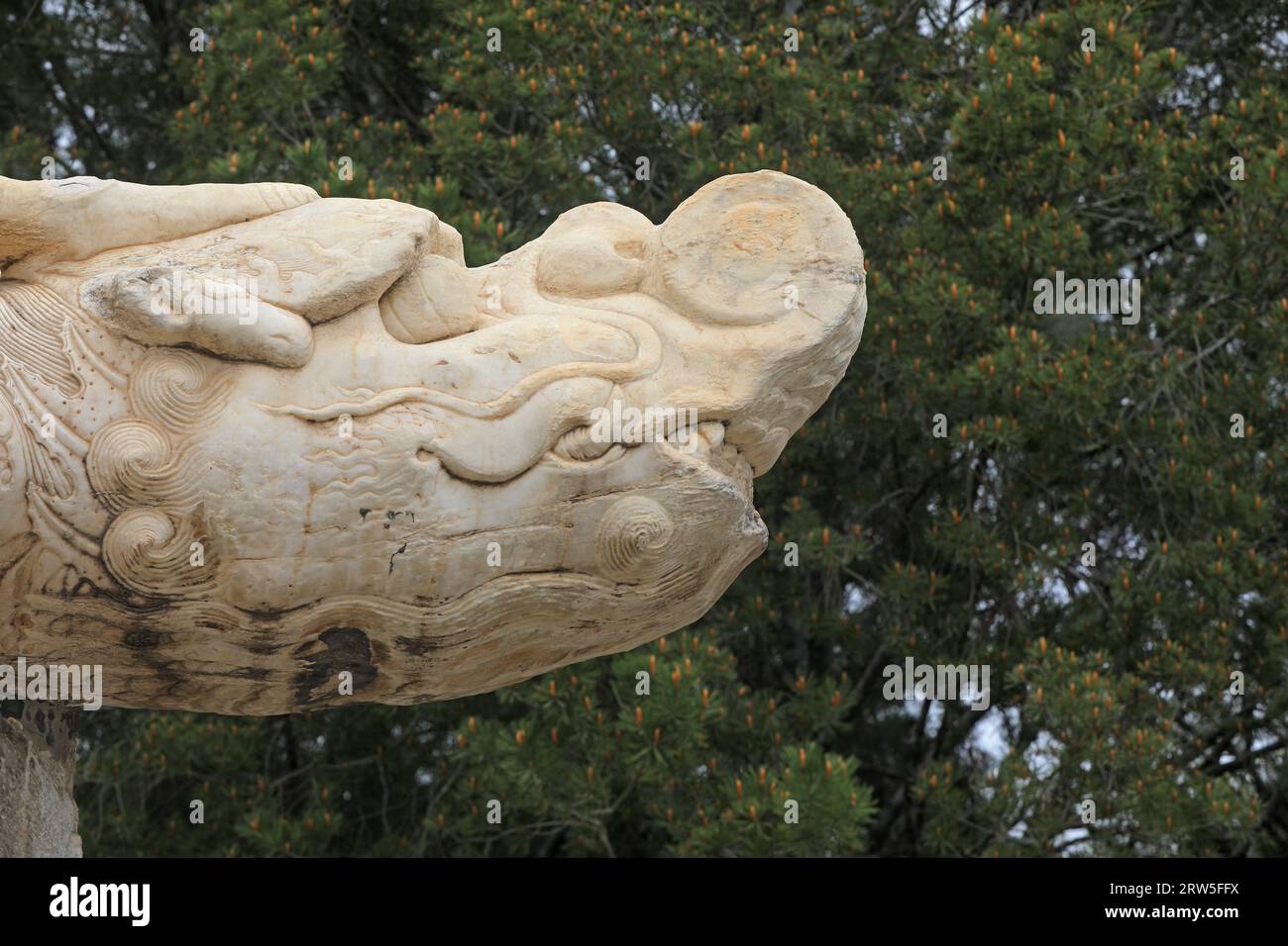 The dragon head sculpture is in a temple, Beijing Stock Photo - Alamy