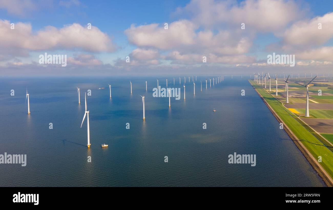 Windmill turbines Park with a blue sky, and windmill turbines park in ...