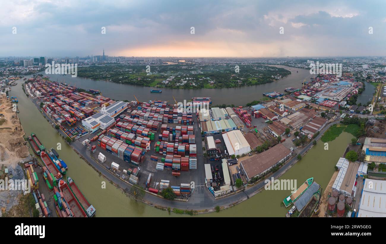 February 19, 2023: panoramic view of Cat Lai international port, Ho Chi ...