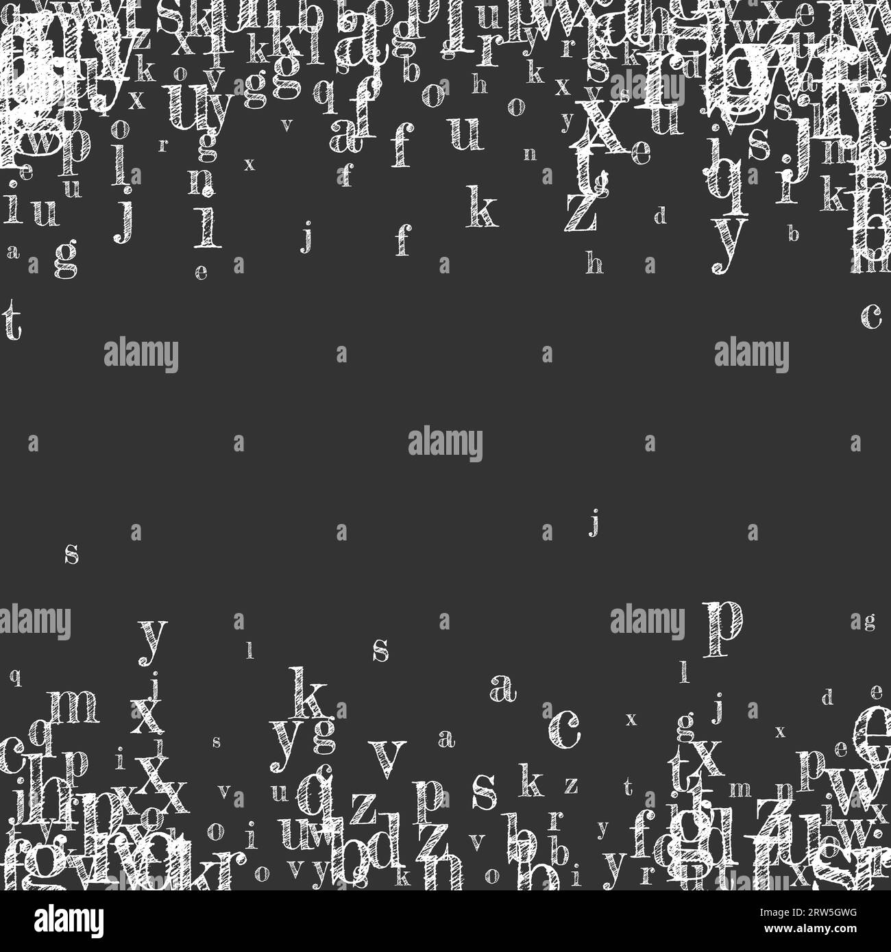 Concept of school background. White chalk falling letters of English ...