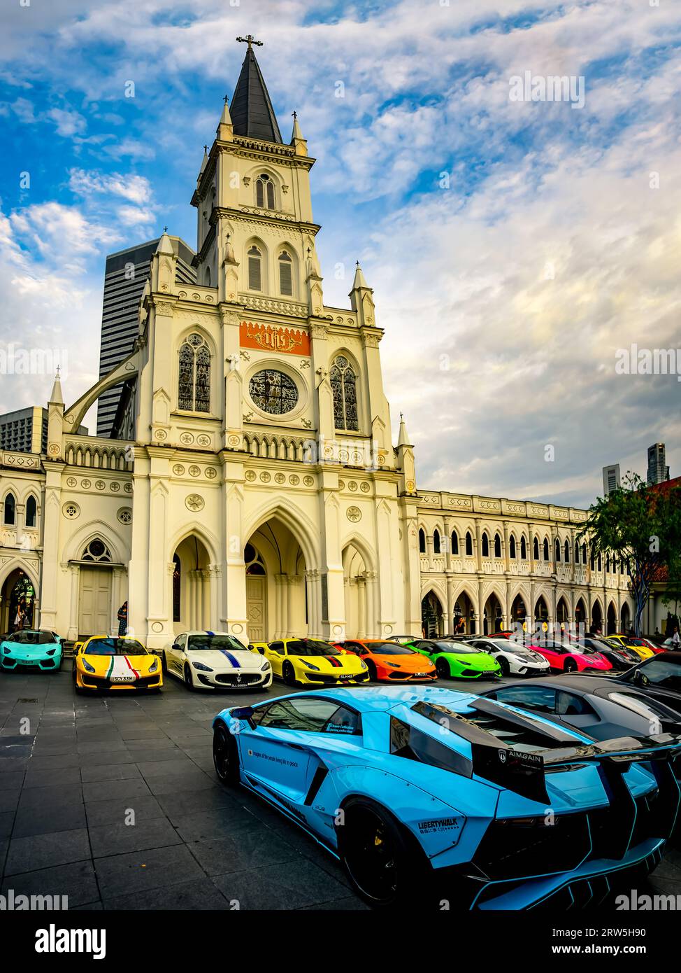 Luxury sport cars gathering at CHIJMES during Singapore Night Festival ...