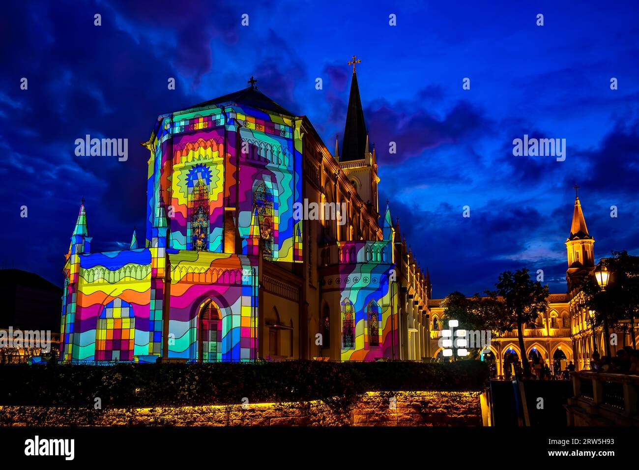 Light projection during Singapore Night Festival at CHIJMES, Colonial ...
