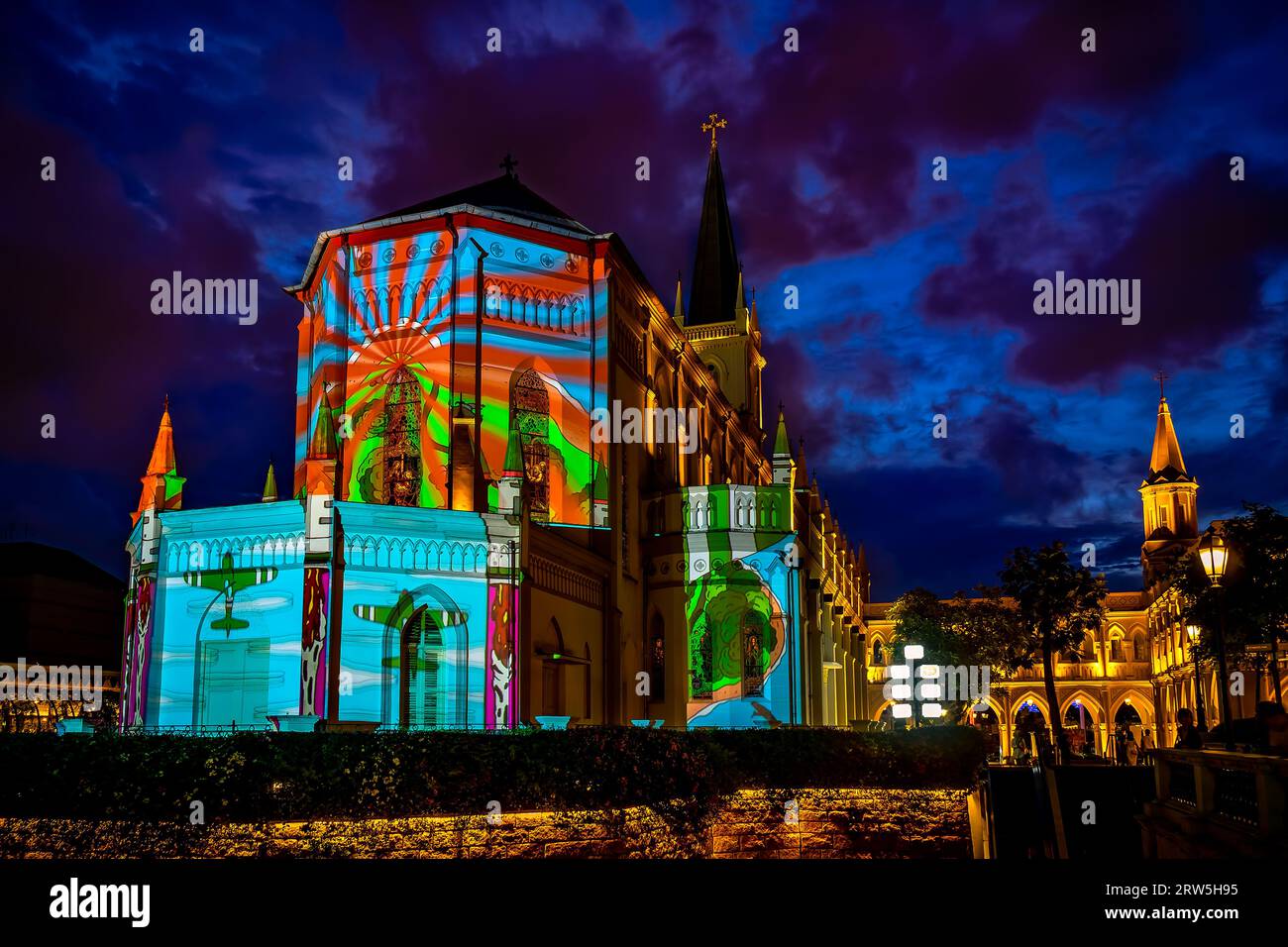 Light projection during Singapore Night Festival at CHIJMES, Colonial ...