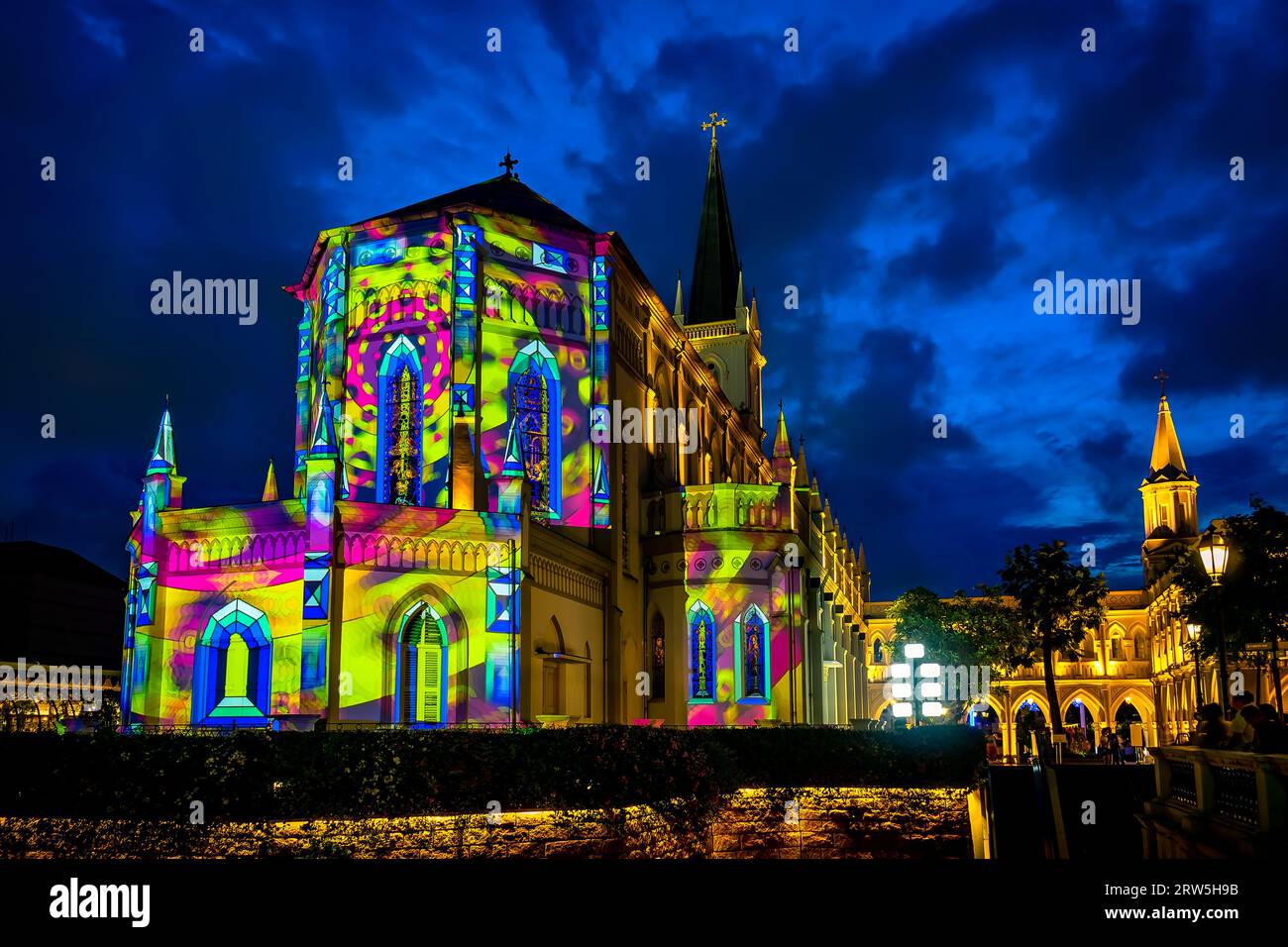Light projection during Singapore Night Festival at CHIJMES, Colonial ...