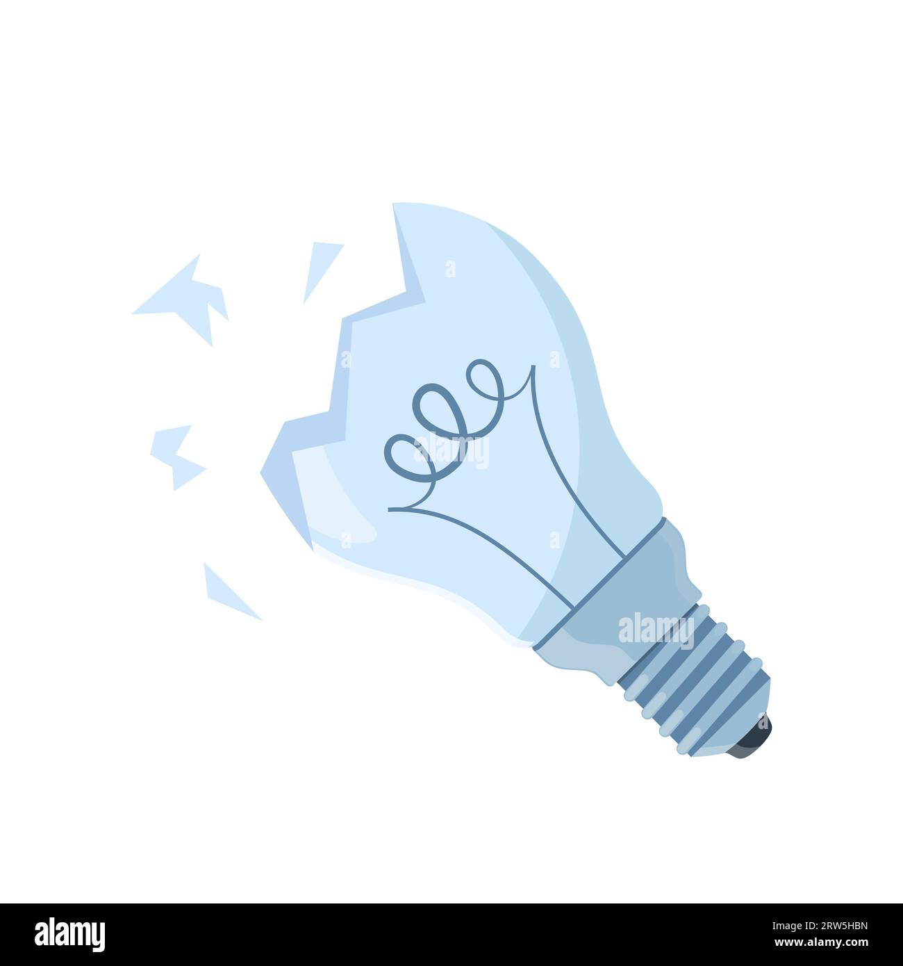 Broken light bulb. Glass trash. Garbage recycle concept. Vector ...
