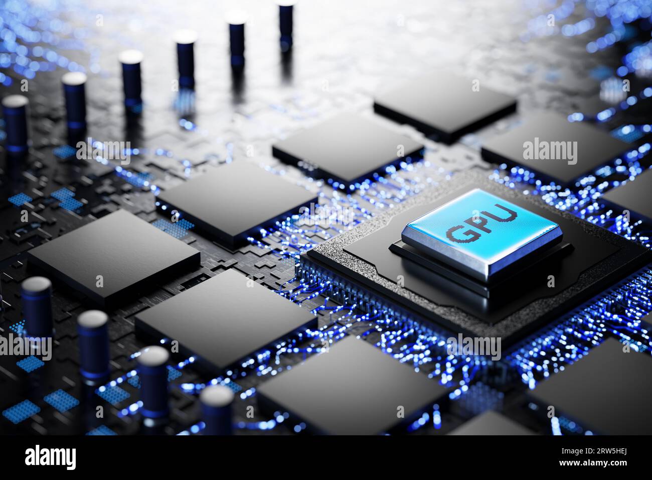 Abstract microchip. Conventional technologies. New video processor ...