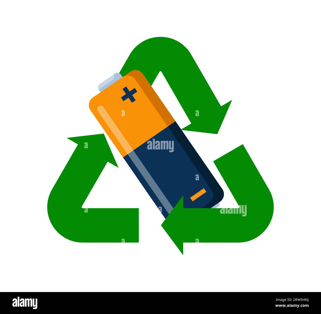 Used battery with green recycling symbol. Waste Electrical and ...