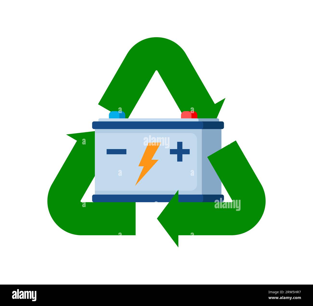 Used car battery with green recycling symbol. Waste Electrical and ...