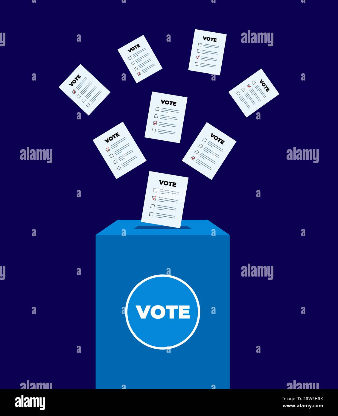 Puts voting ballot in ballot box. Voting and election concept. Vector ...
