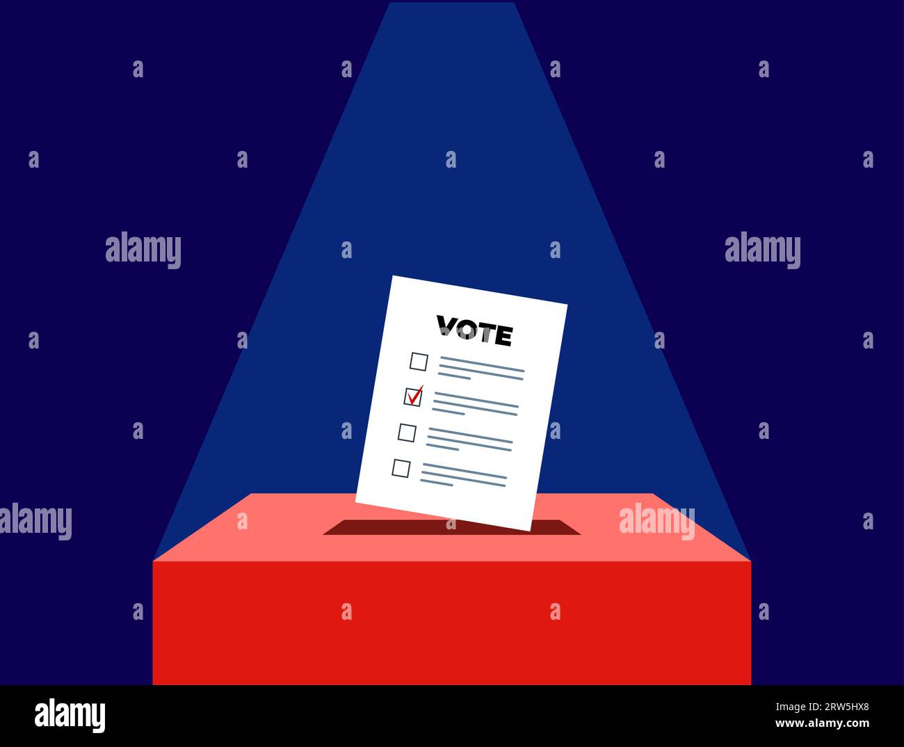 Puts voting ballot in ballot box. Voting and election concept. Vector ...