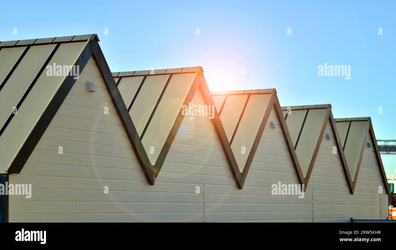 Minimalist photo of an exterior of a modern tin building Stock Photo ...