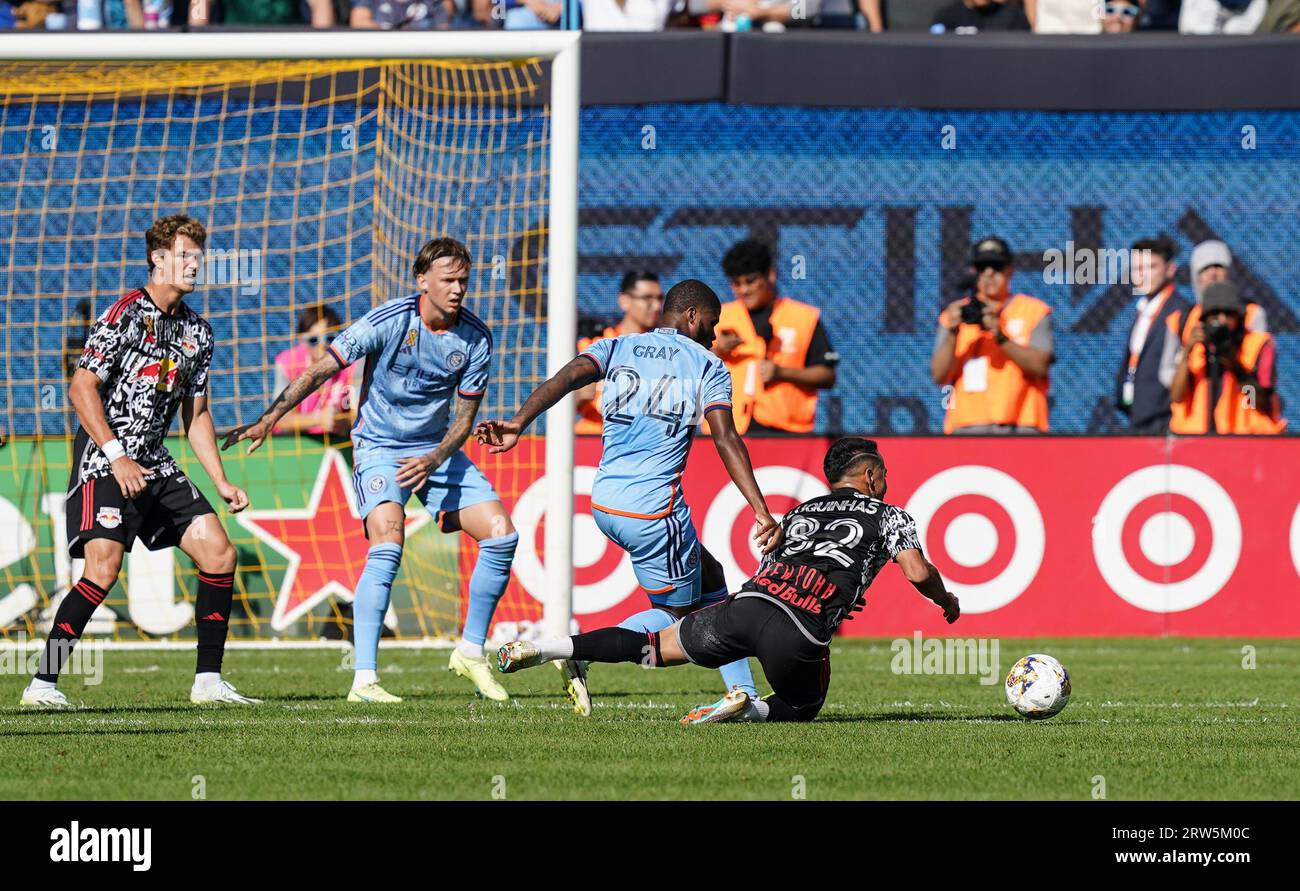 New York, United States. 16th Sep, 2023. Tayvon Gray (24) of NYCFC and ...