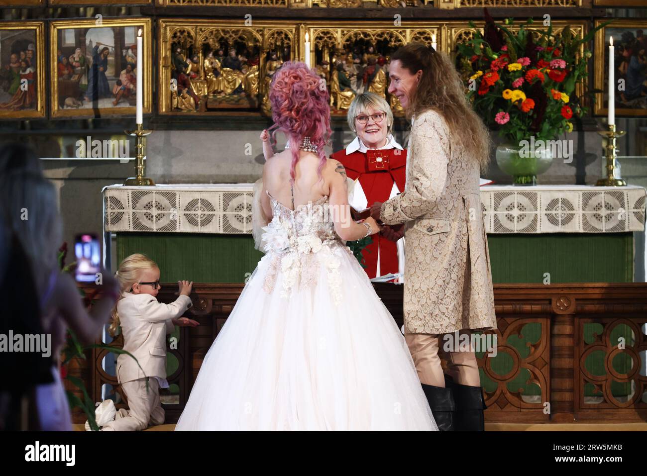 Birgitta Ed, priest, during Martin "E-type" Erikson and Melinda Jacob's ...
