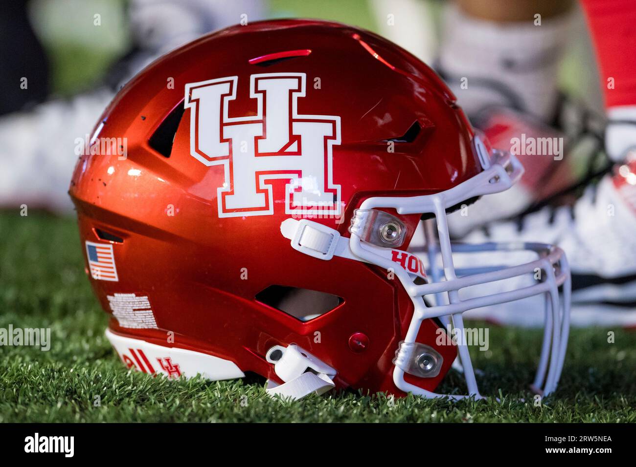 September 16, 2023: A Houston Cougars helmet sits on the sideline ...