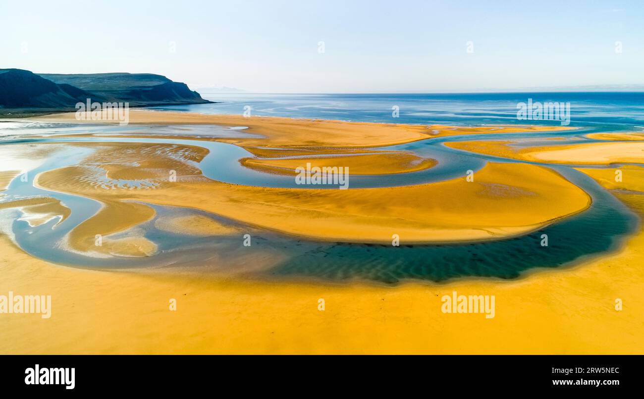 Golden "Rauðisandur" (engl. red sand) Beach, Westfjords, Iceland Stock ...