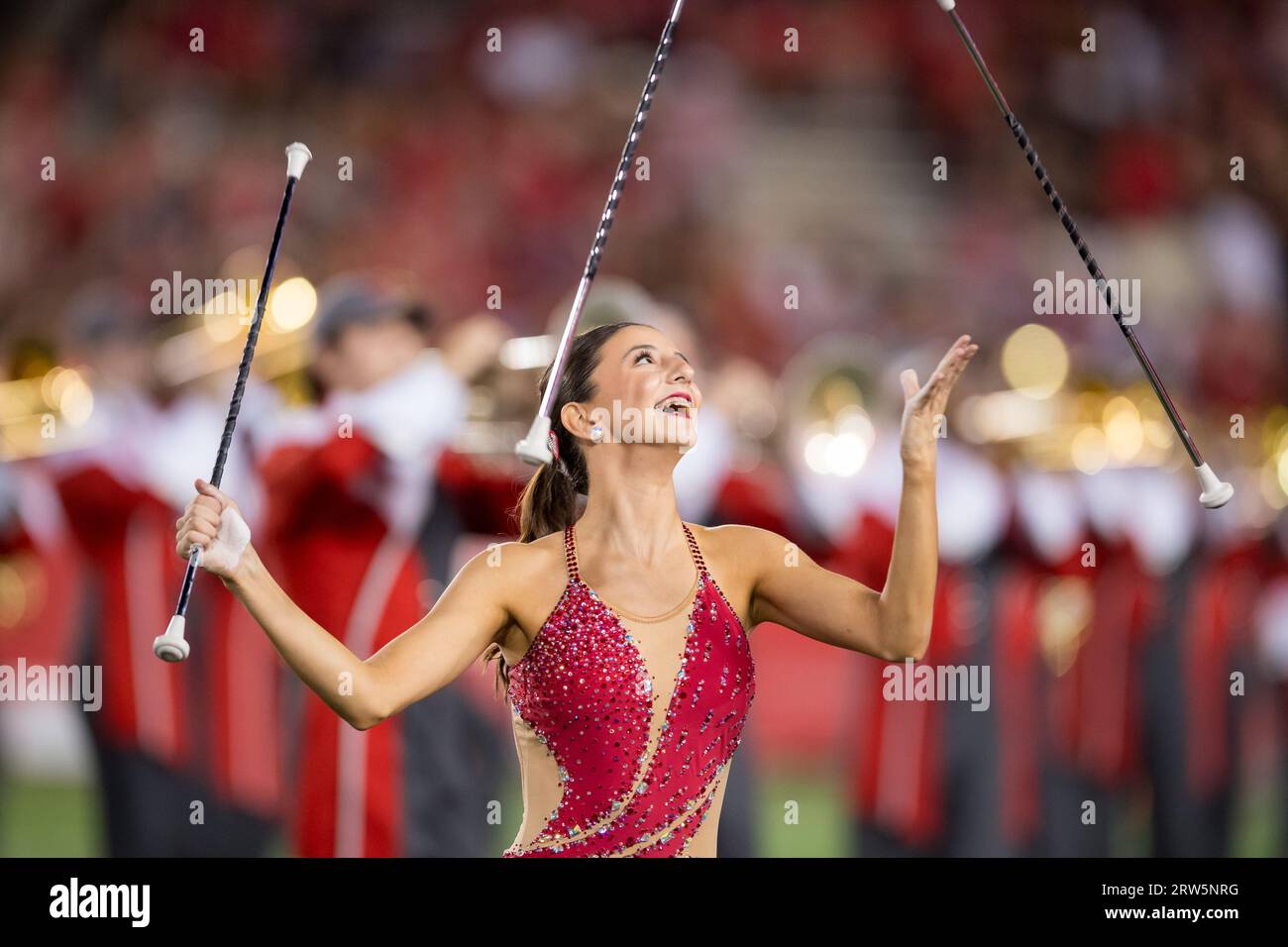 Houston, TX, USA. 16th Sep, 2023. A Houston Cougars twirler performs ...