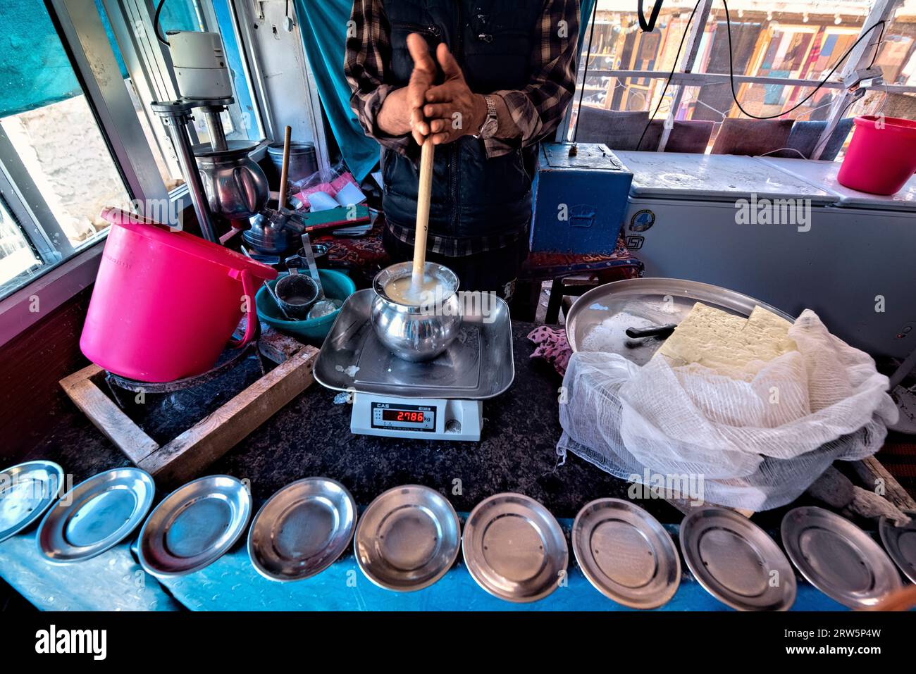 Traditional Indian lassi maker, Leh, Ladakh, India Stock Photo - Alamy