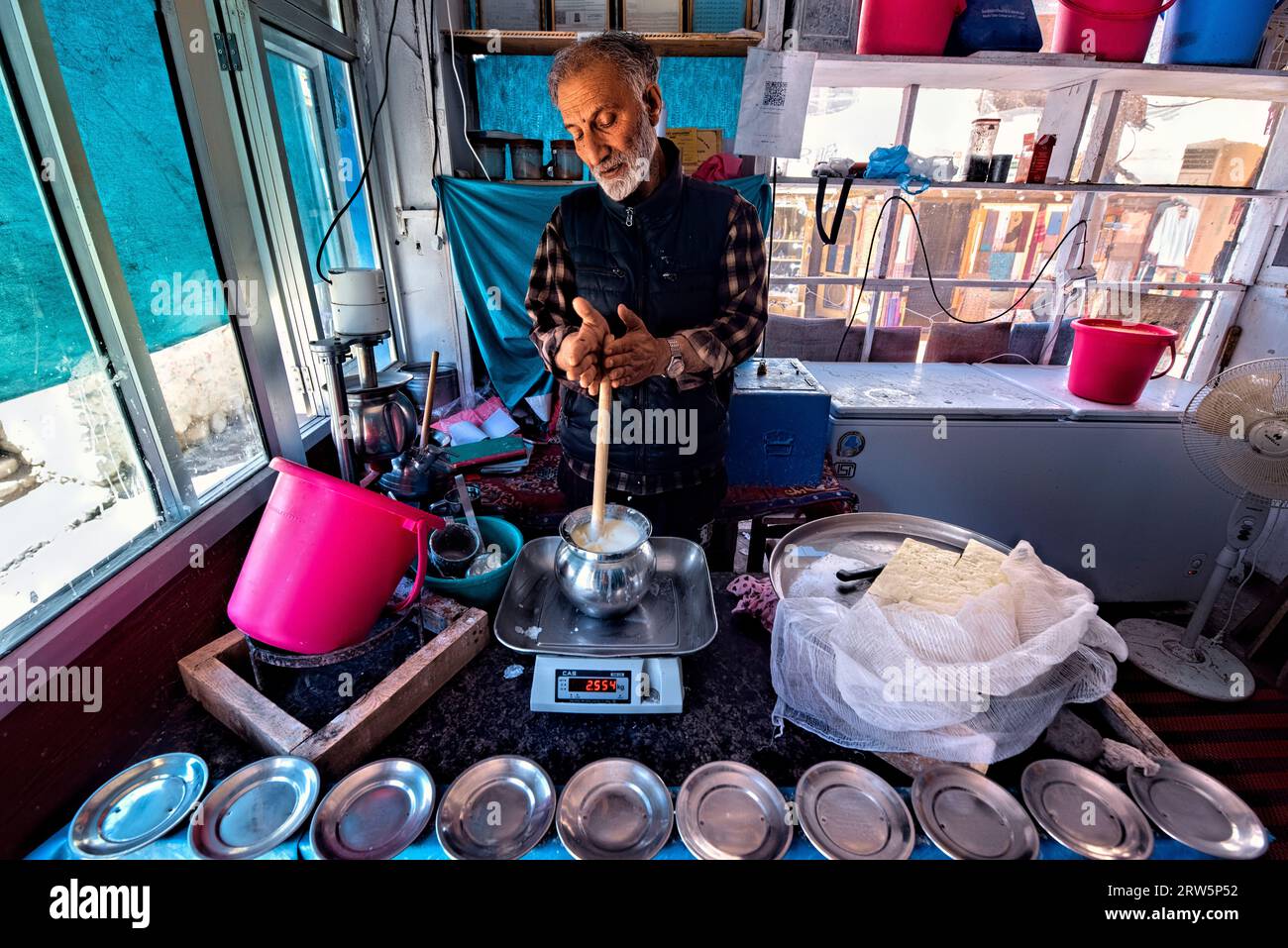 Traditional Indian lassi maker, Leh, Ladakh, India Stock Photo - Alamy