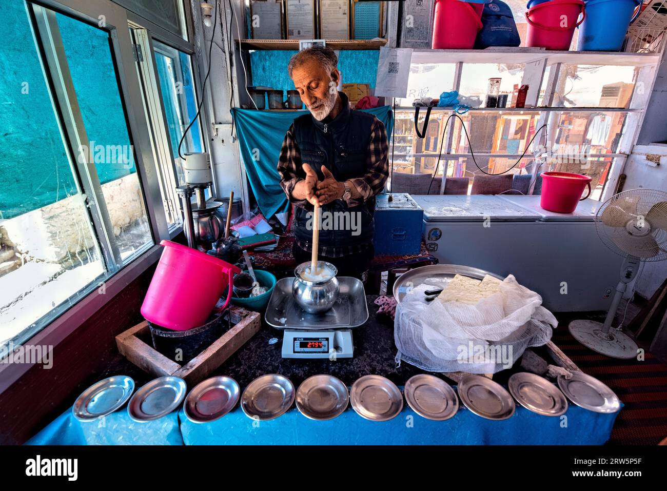 Traditional Indian lassi maker, Leh, Ladakh, India Stock Photo - Alamy