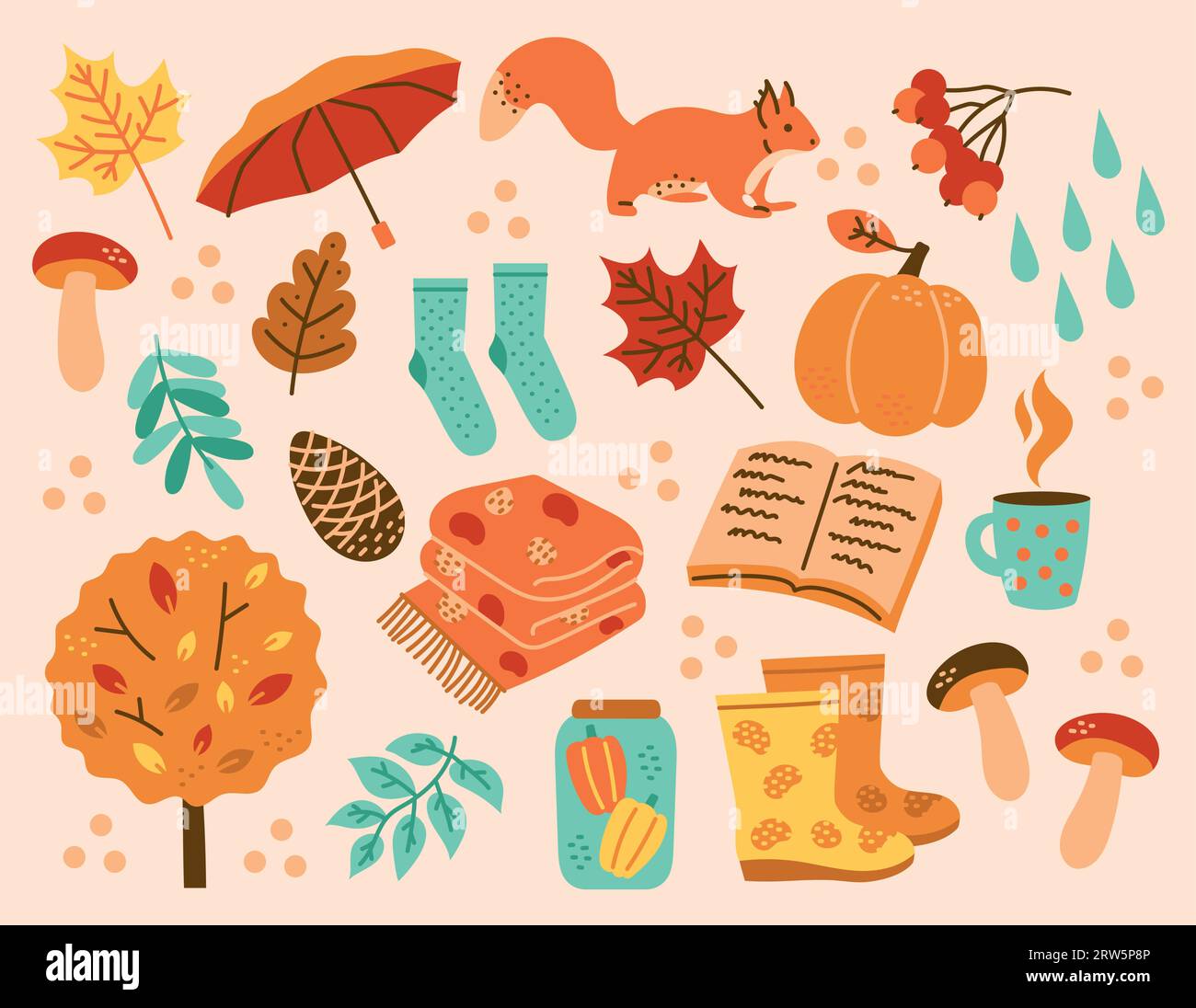 Fall season color elements. Vector isolated elements. Backgrounds ...