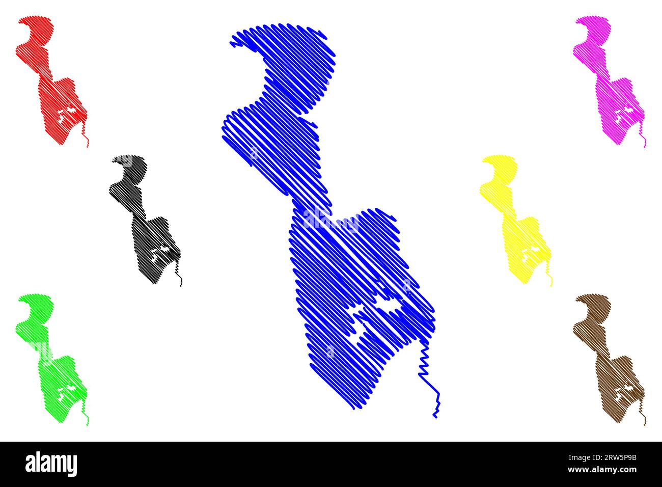 Lake Urmia (Islamic Republic of Iran, Persia) map vector illustration ...