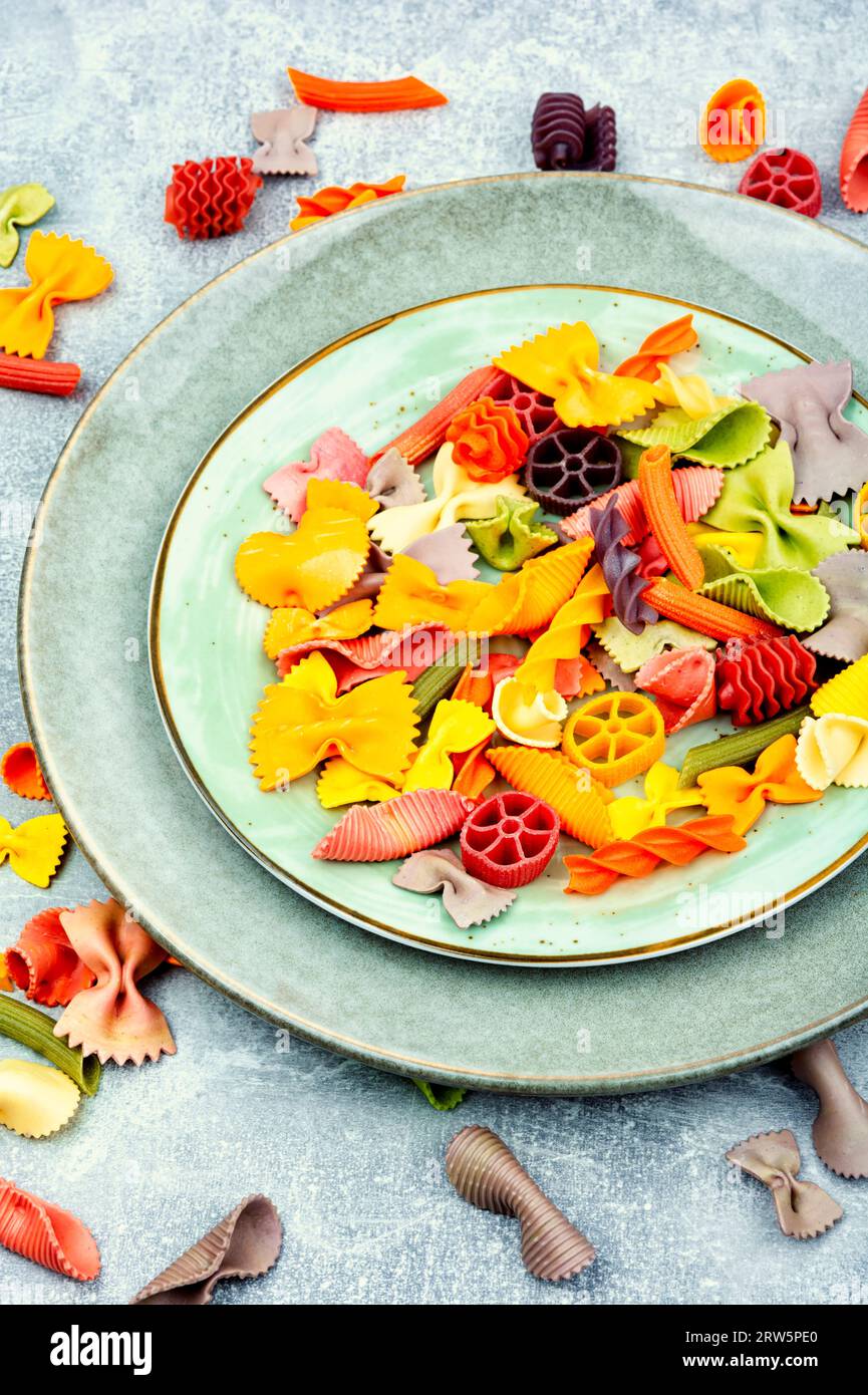 Colorful italian raw pasta hi-res stock photography and images - Alamy