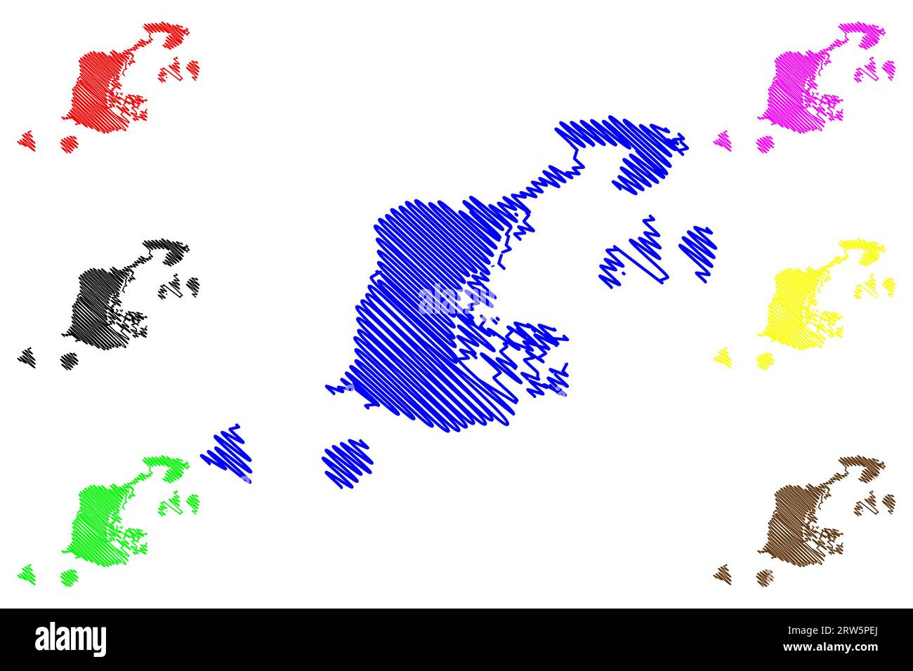 Lake Tengiz (Republic of Kazakhstan) map vector illustration, scribble ...