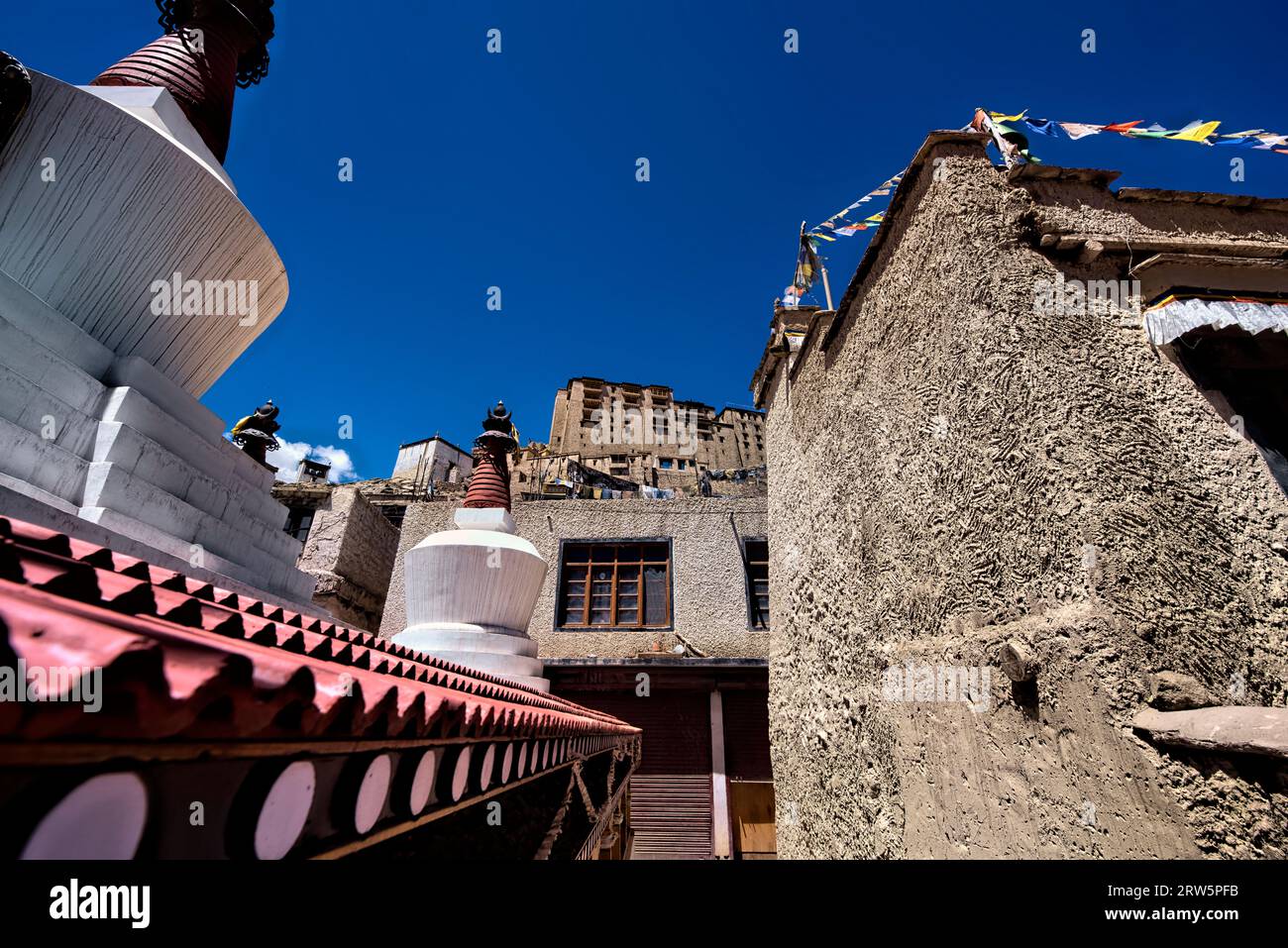 View of the Leh Palace (Lachen Palkar Palace), Leh, Ladakh, India Stock ...