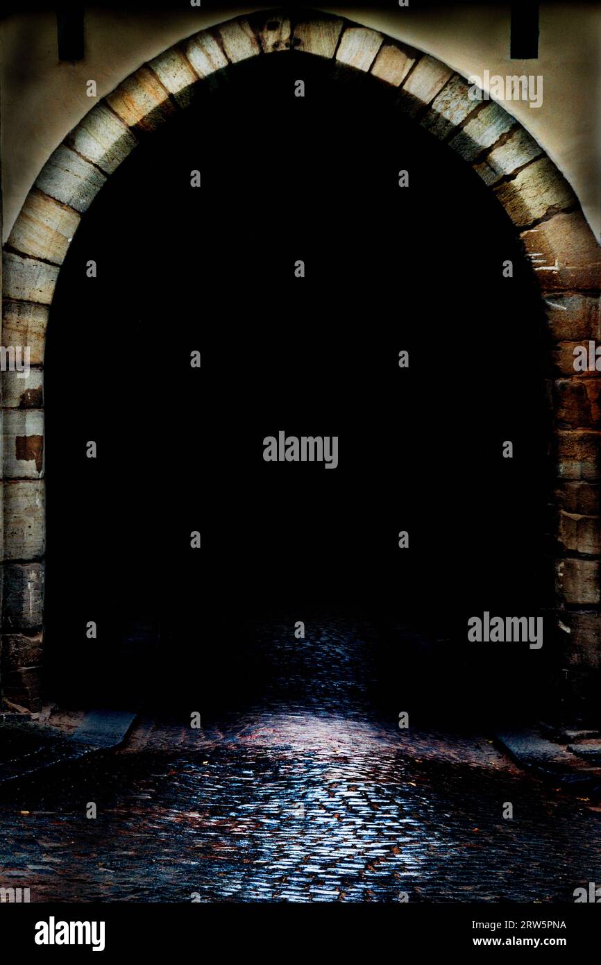 dark gate of a gothic castle Stock Photo - Alamy