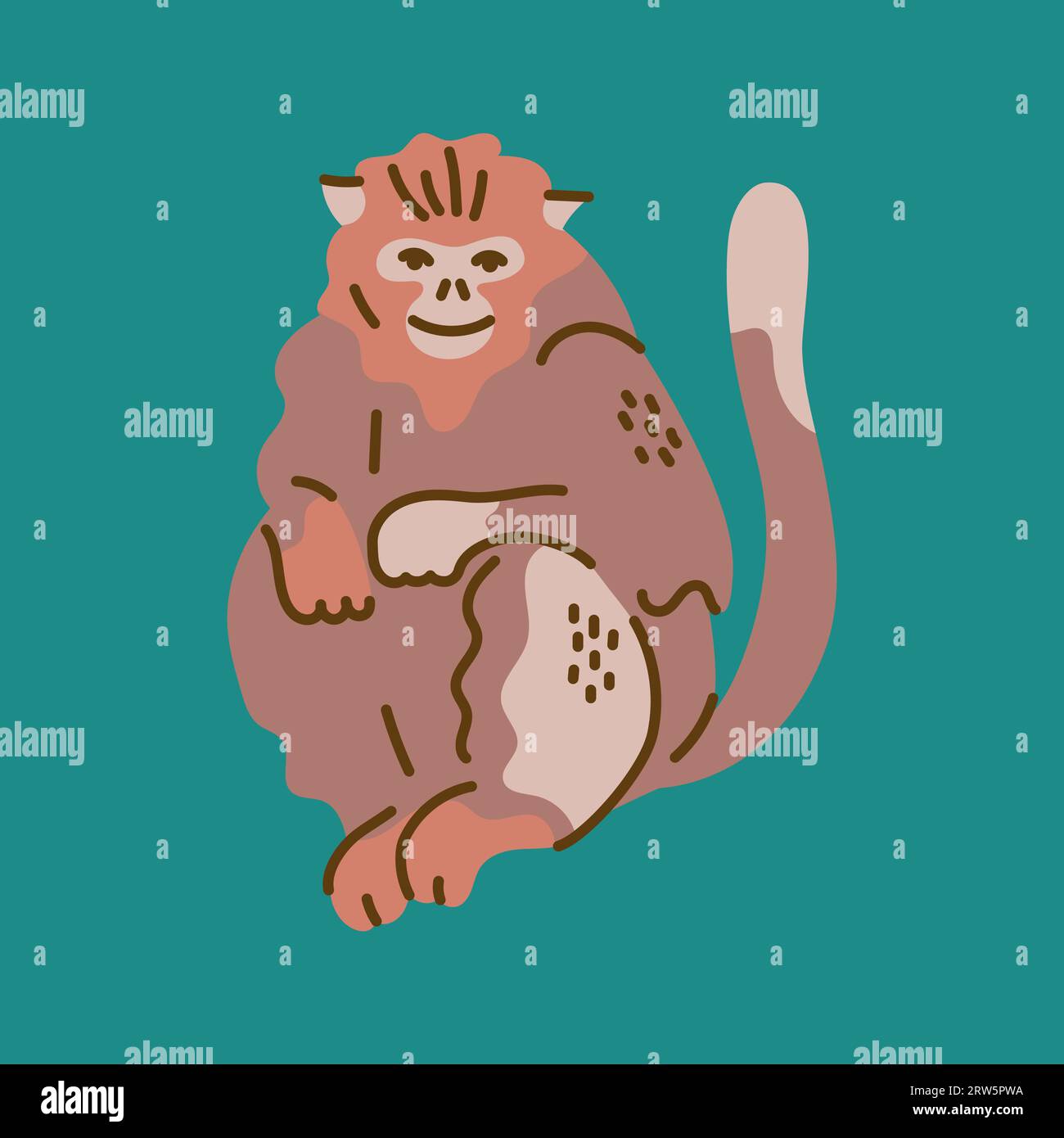 Hand drawn golden horned monkey color concept. Children's character ...