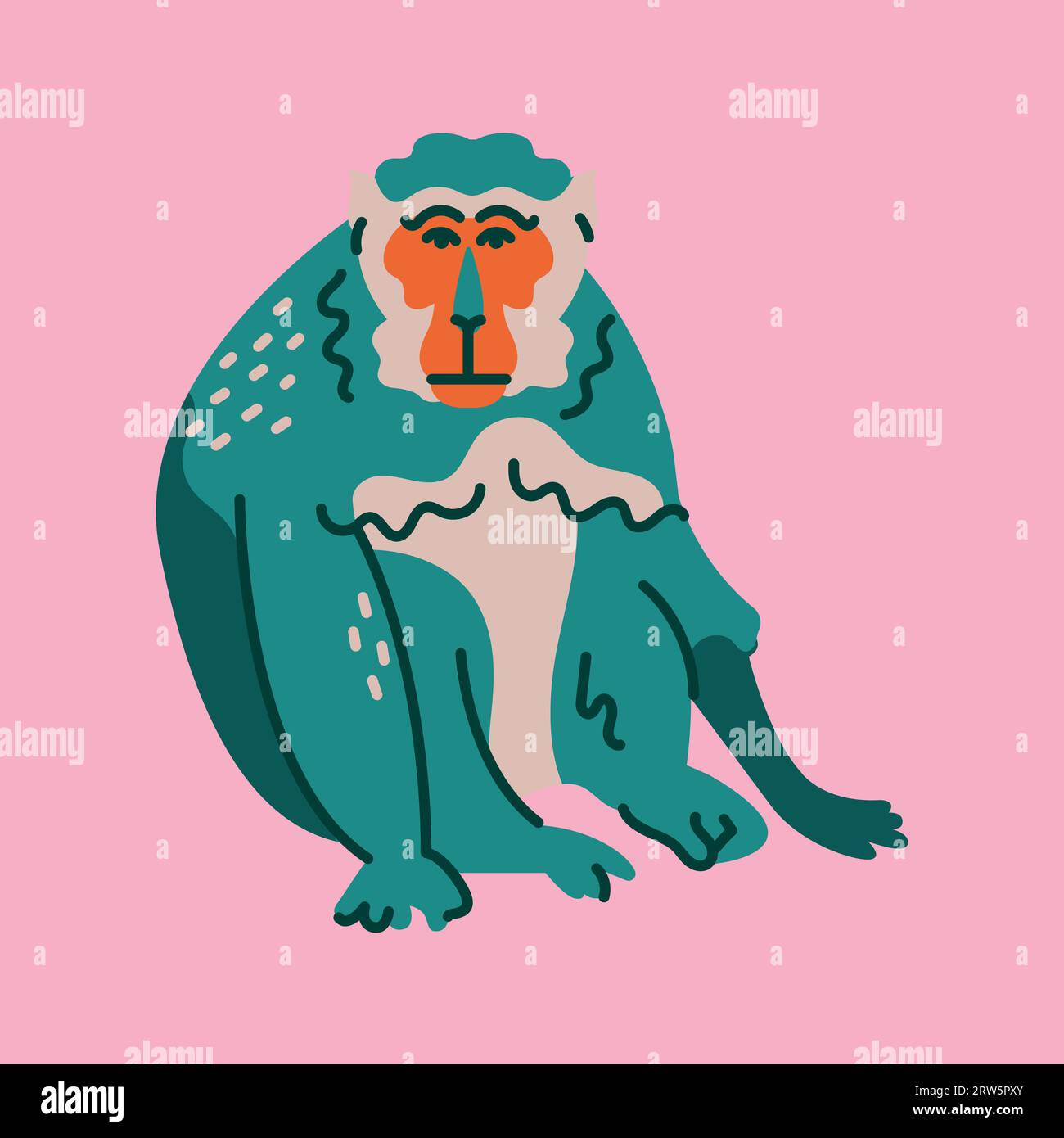 Hand drawn macaque color concept. Children's character Stock Vector ...