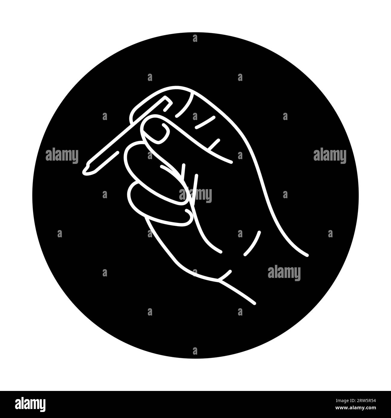 A hand holds a cigarette black line icon. Cannabis product sign ...