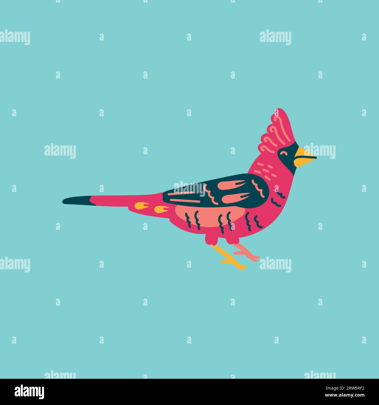 Red cardinal bird color element. Abstract exotic animal Stock Vector ...