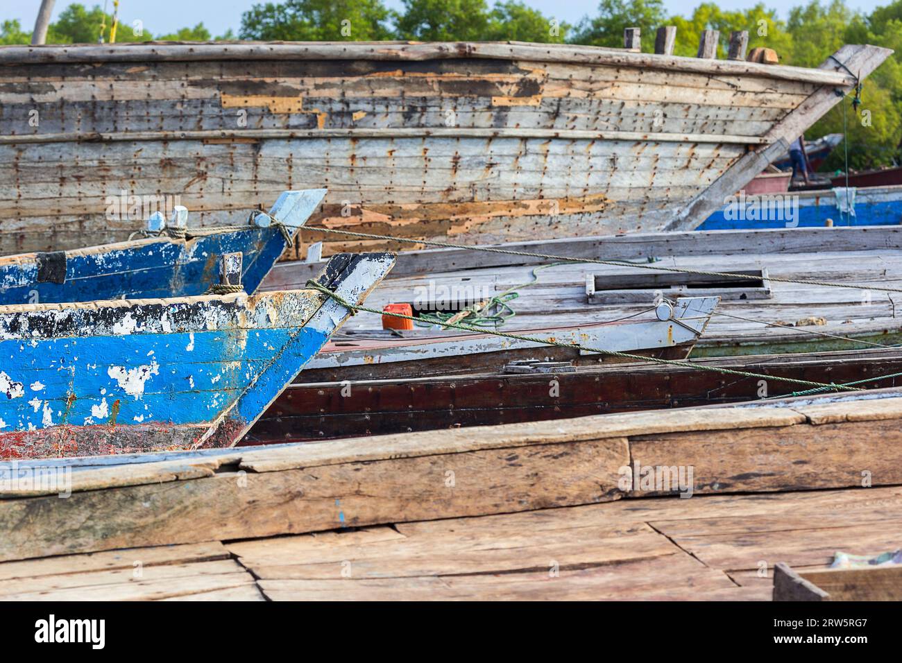 wooden abstract textures of old rough weathered panels of painted boat ...