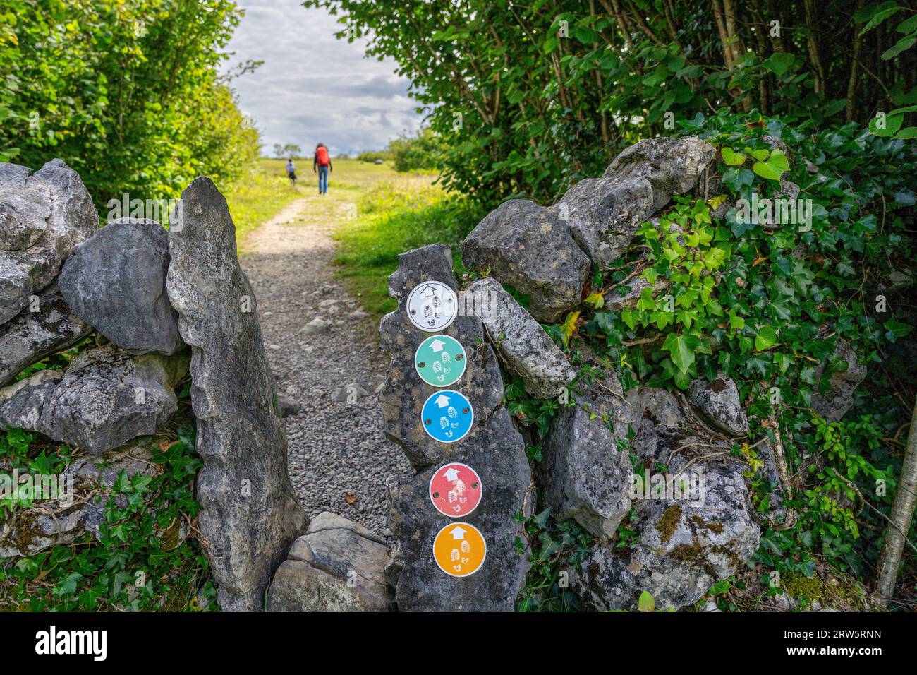 sign indicating the difficulty of the route, Burren National Park, The ...
