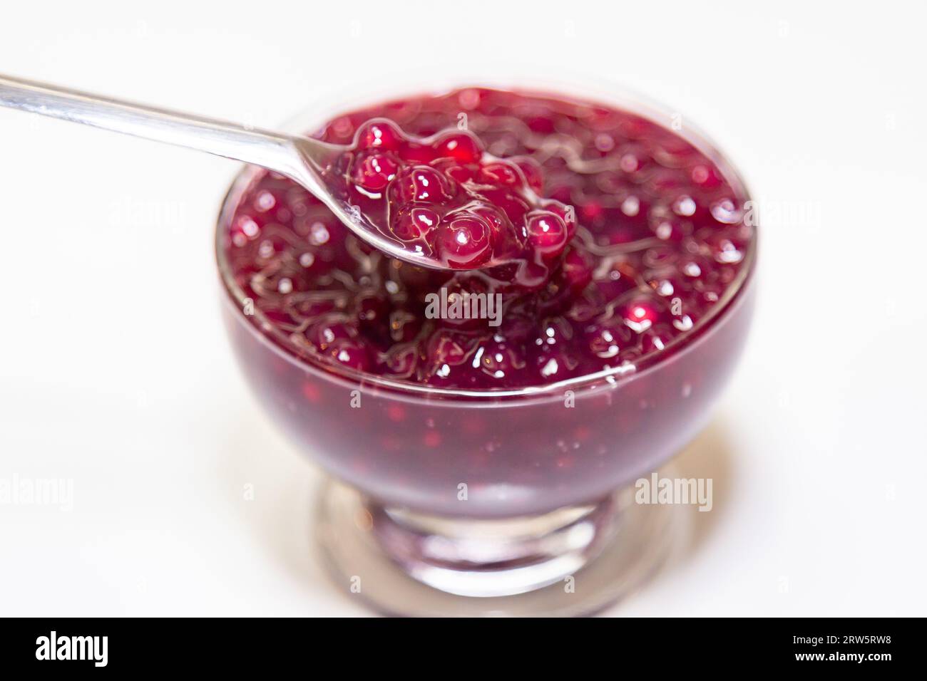 Red wine sago with vanilla cream, traditional cultural dessert from ...
