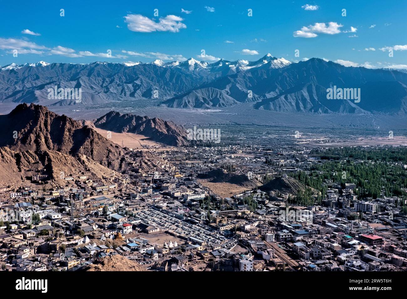View of the Stok Range, Leh, and the Indus Valley, Leh, Ladakh, India ...