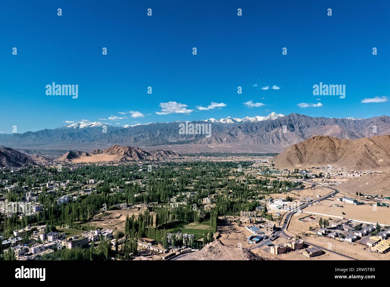 View of the Stok Range, Leh, and the Indus Valley, Leh, Ladakh, India ...