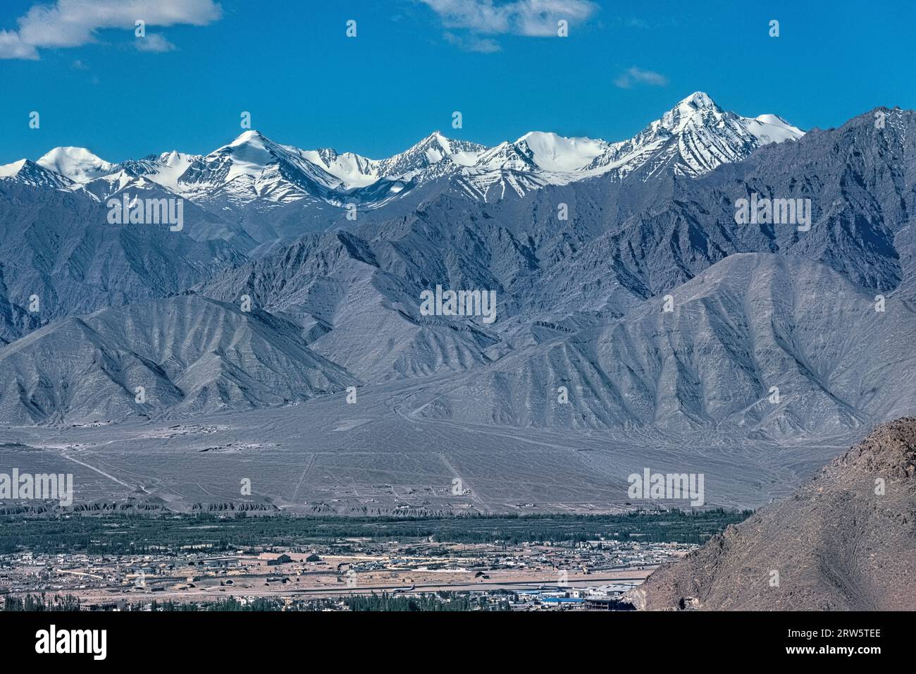 View of the Stok Range, Leh, and the Indus Valley, Leh, Ladakh, India ...
