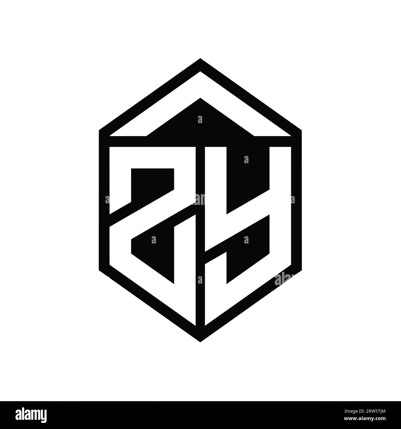 ZY Letter Logo monogram simple hexagon shield shape isolated style ...
