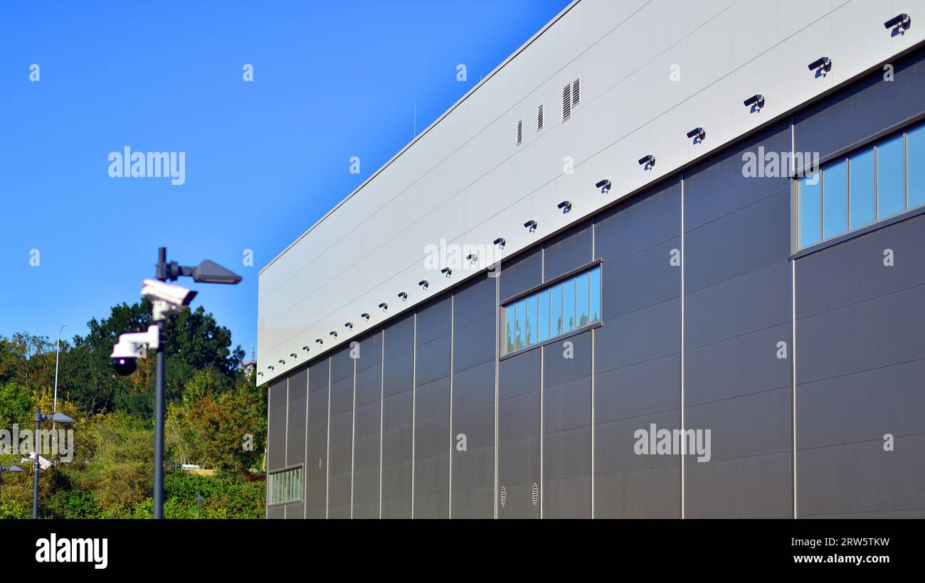 Minimalist photo of an exterior of a modern tin building Stock Photo ...